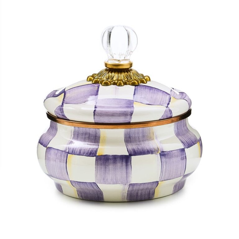 MacKenzie-Childs Violet Check Squashed Pot - Shop Dekado